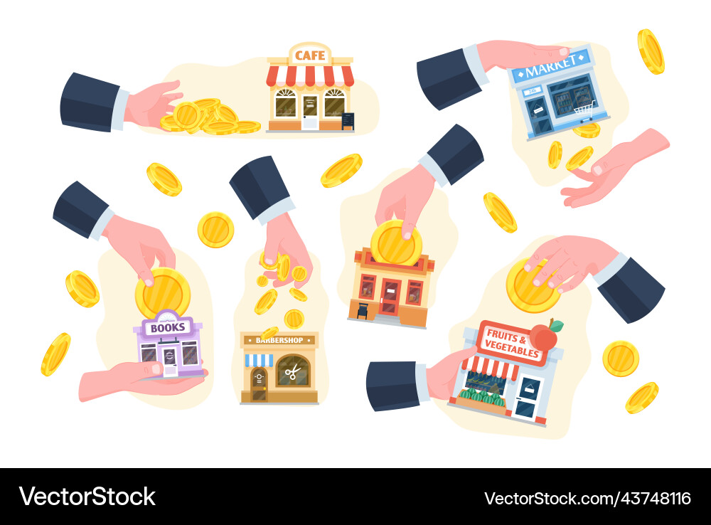 Small business financing support huge businessman Vector Image