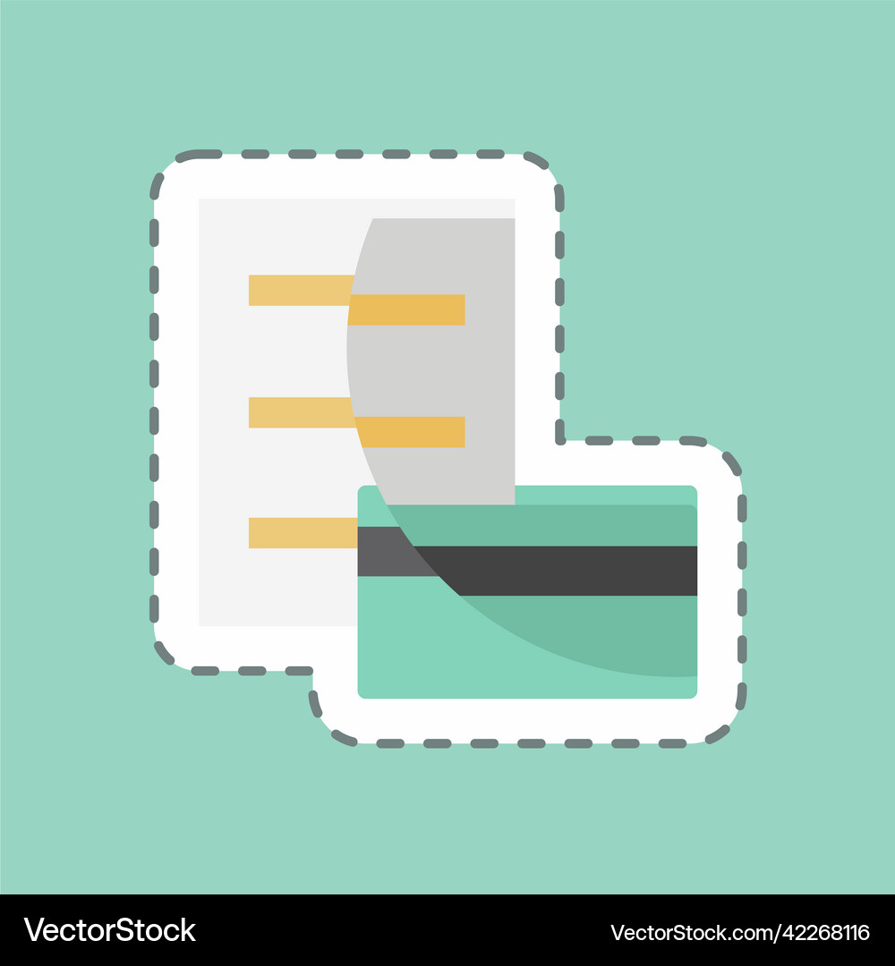 Sticker line cut pay via card suitable Royalty Free Vector