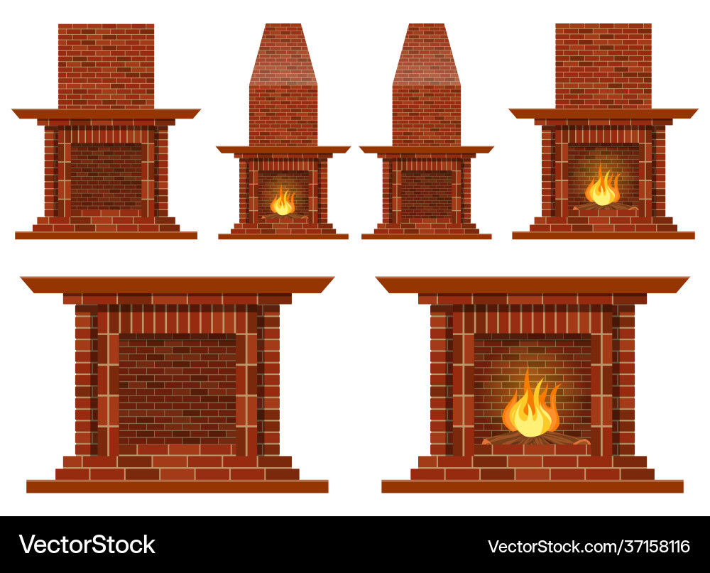 Stylish vintage fireplace design isolated Vector Image
