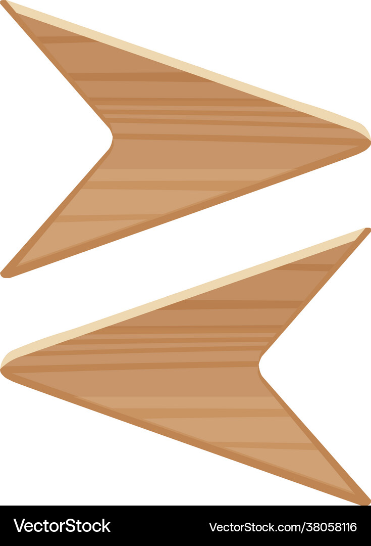 Two wooden small arrows pointing in different Vector Image