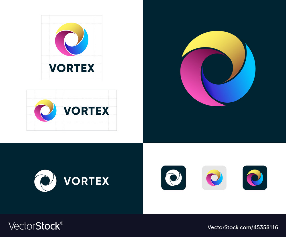 Vortex logo color circle three elements Royalty Free Vector