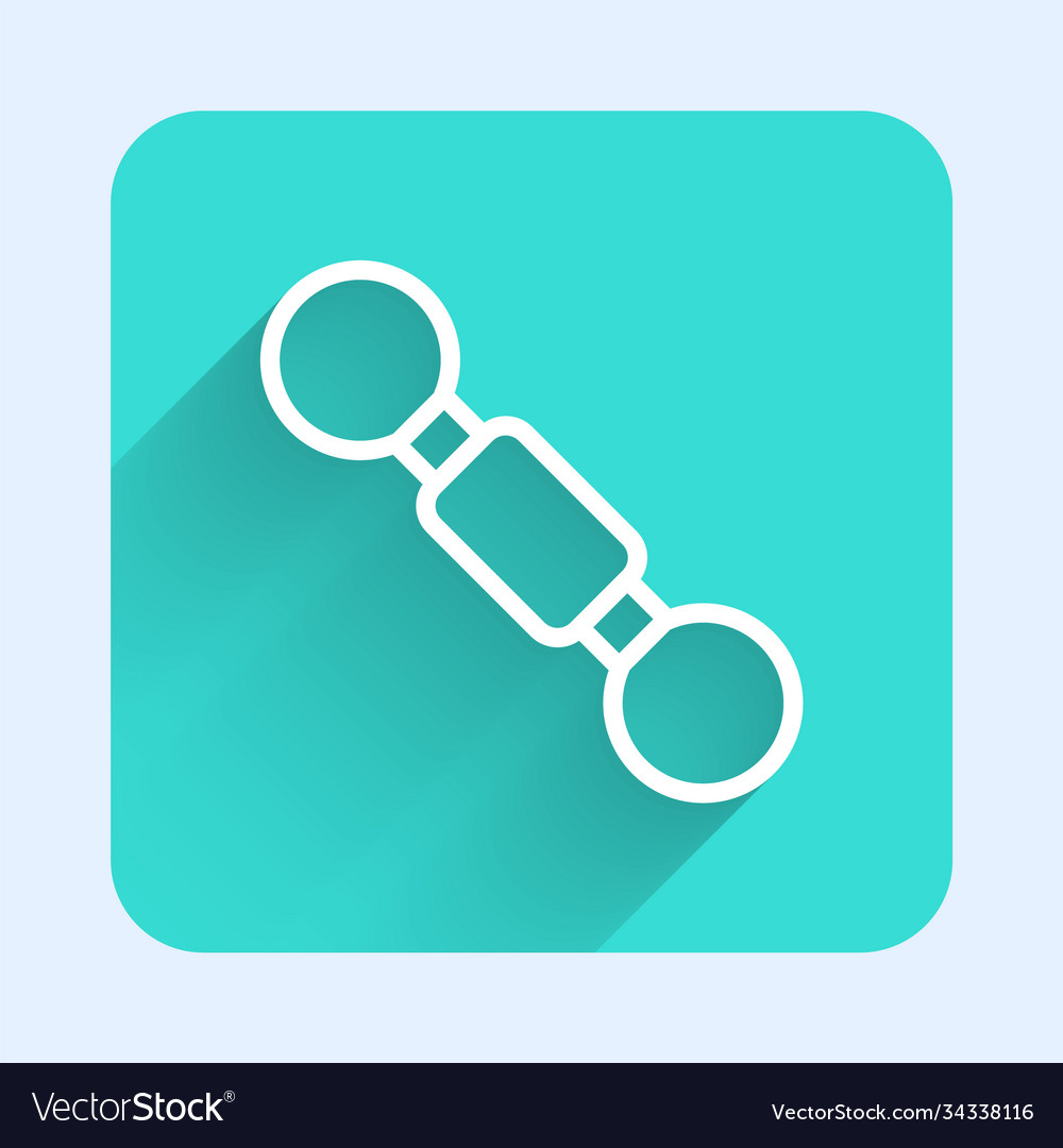 White line dumbbell icon isolated with long shadow