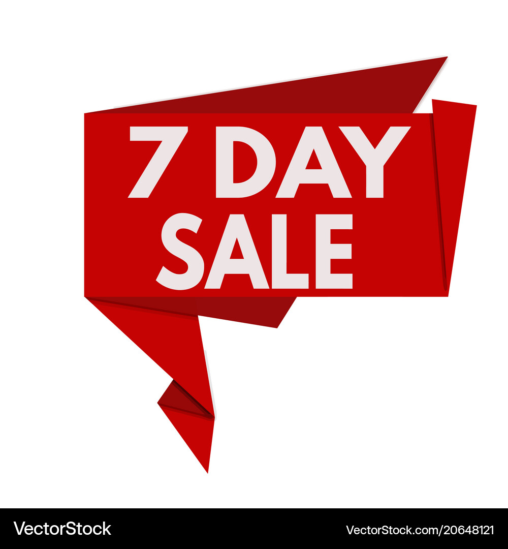 7 day sale red origami speech bubble Royalty Free Vector