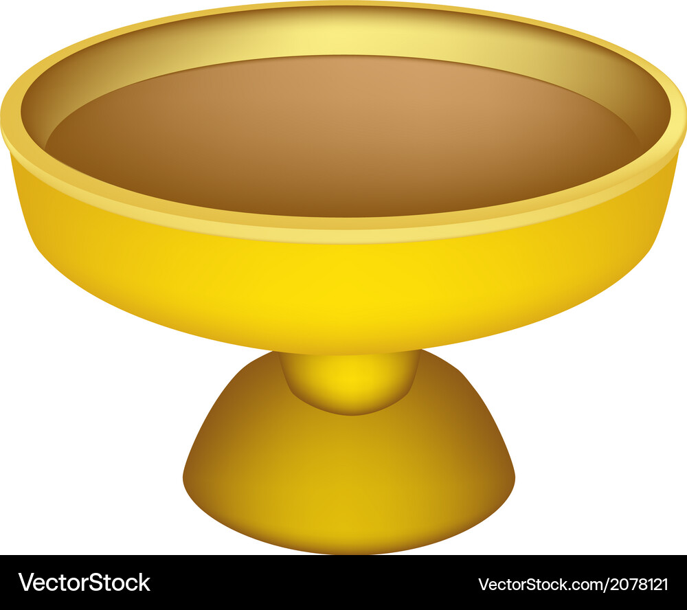 A golden tray with pedestal on white background Vector Image