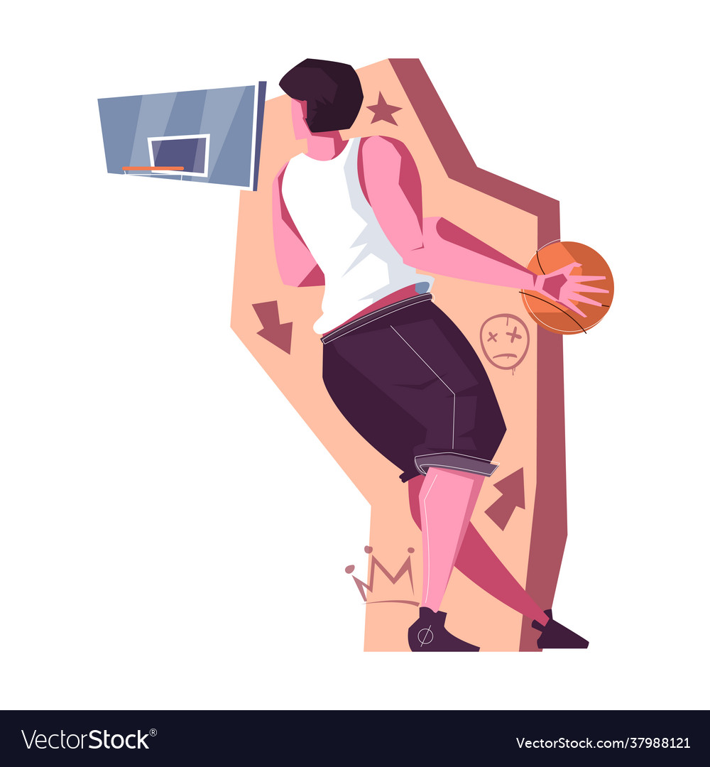 Basketball flat composition Royalty Free Vector Image