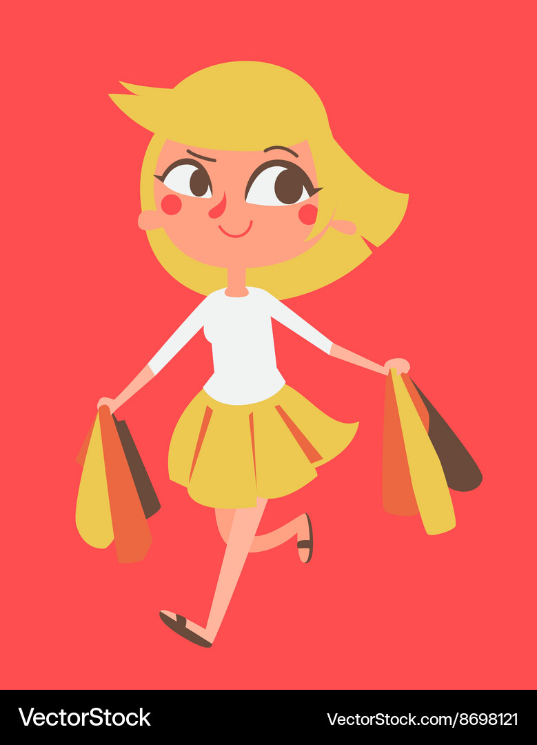 Cartoon girl shopping Royalty Free Vector Image