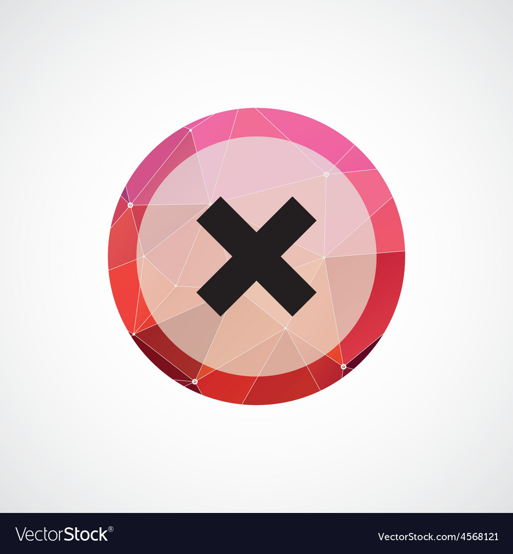 Close circle pink triangle background icon Vector Image