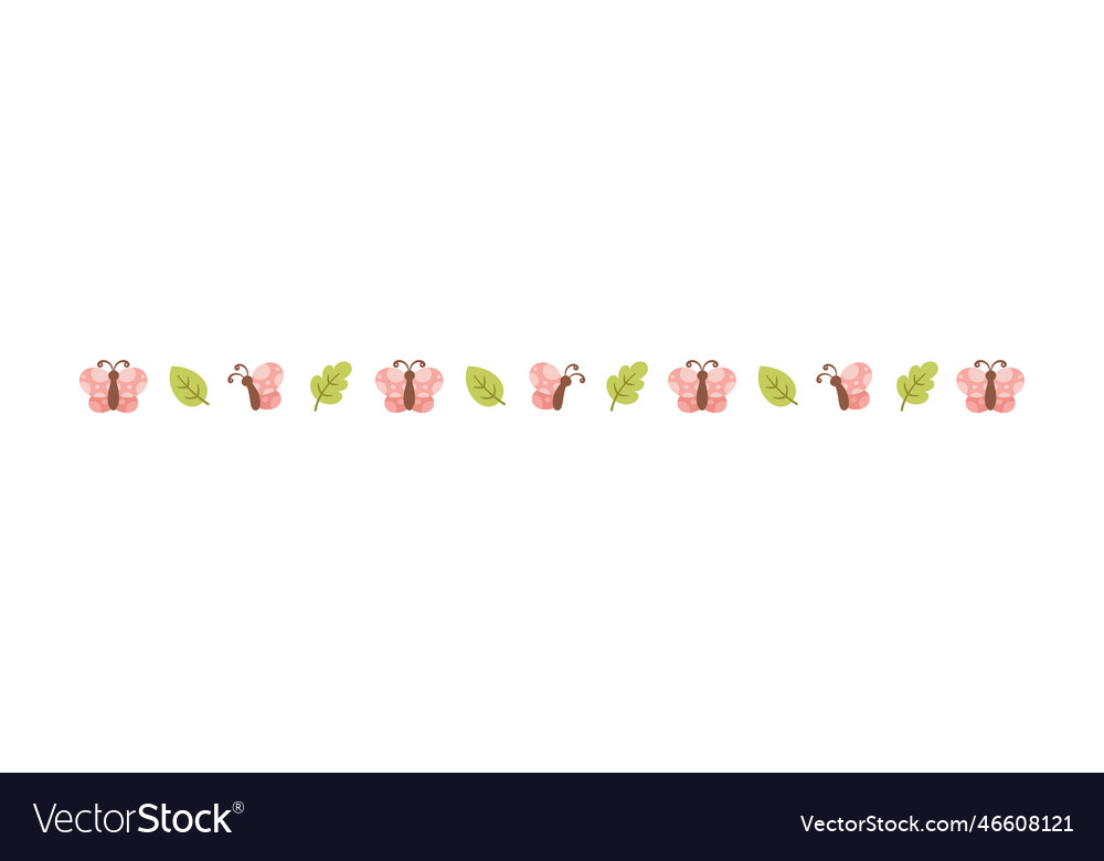Cute butterfly separator border divider spring Vector Image