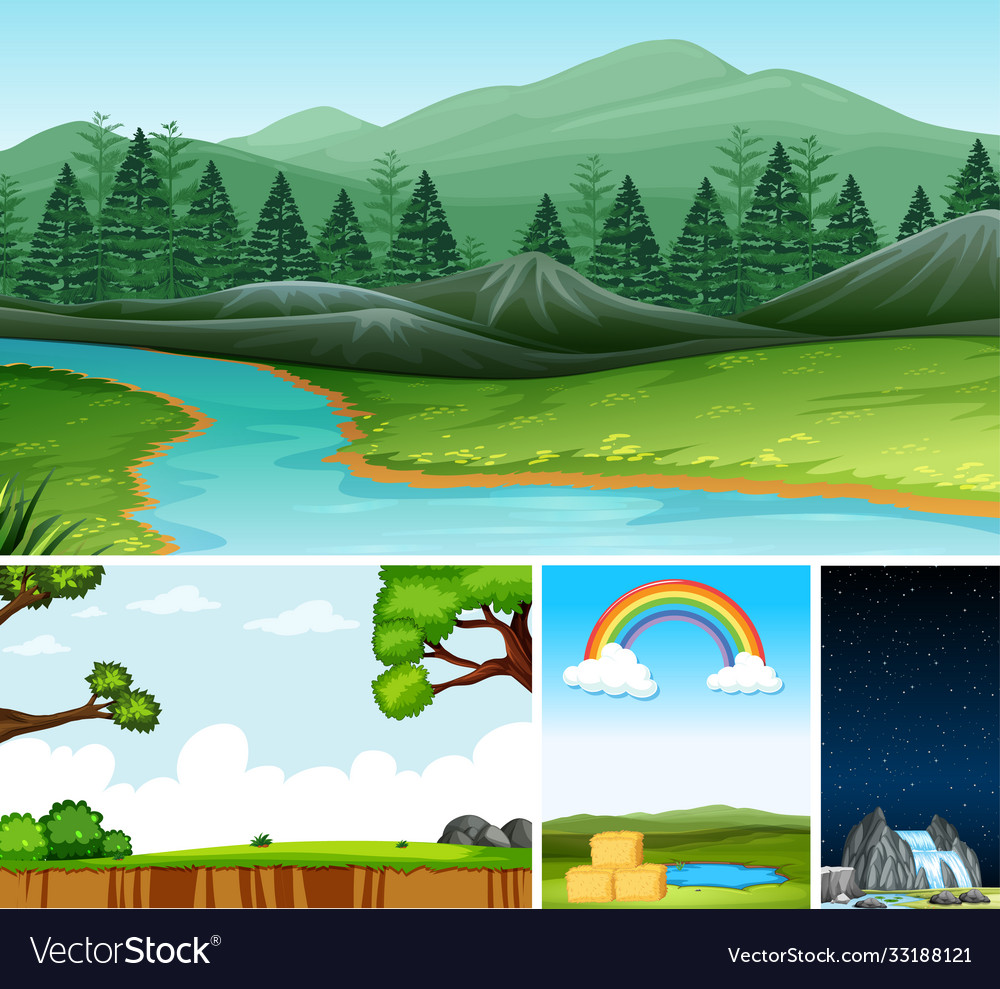 Four different scene Royalty Free Vector Image