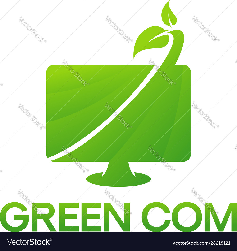 Green computer logo template nature Royalty Free Vector