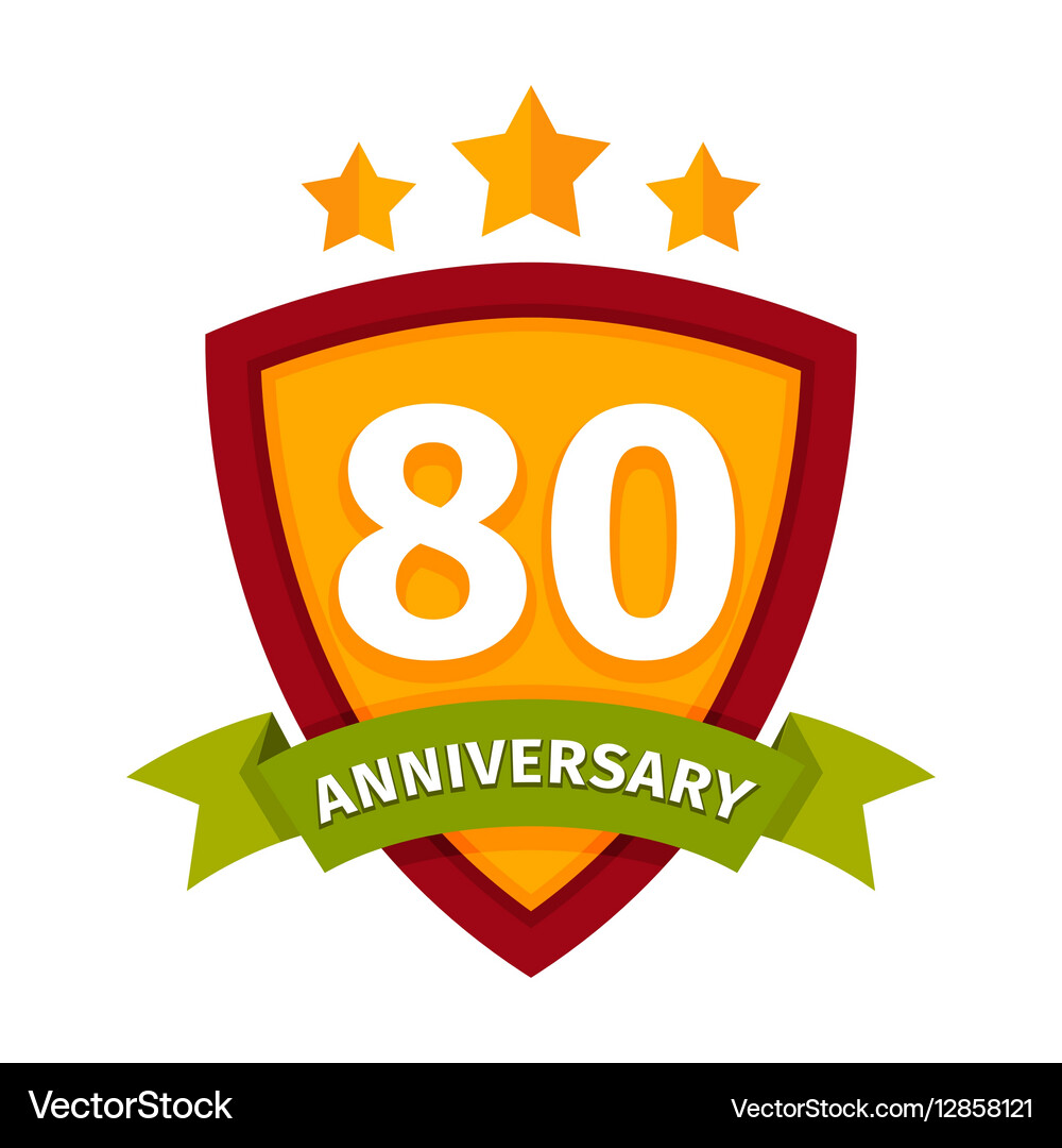 Happy eightieth birthday badge icon Royalty Free Vector