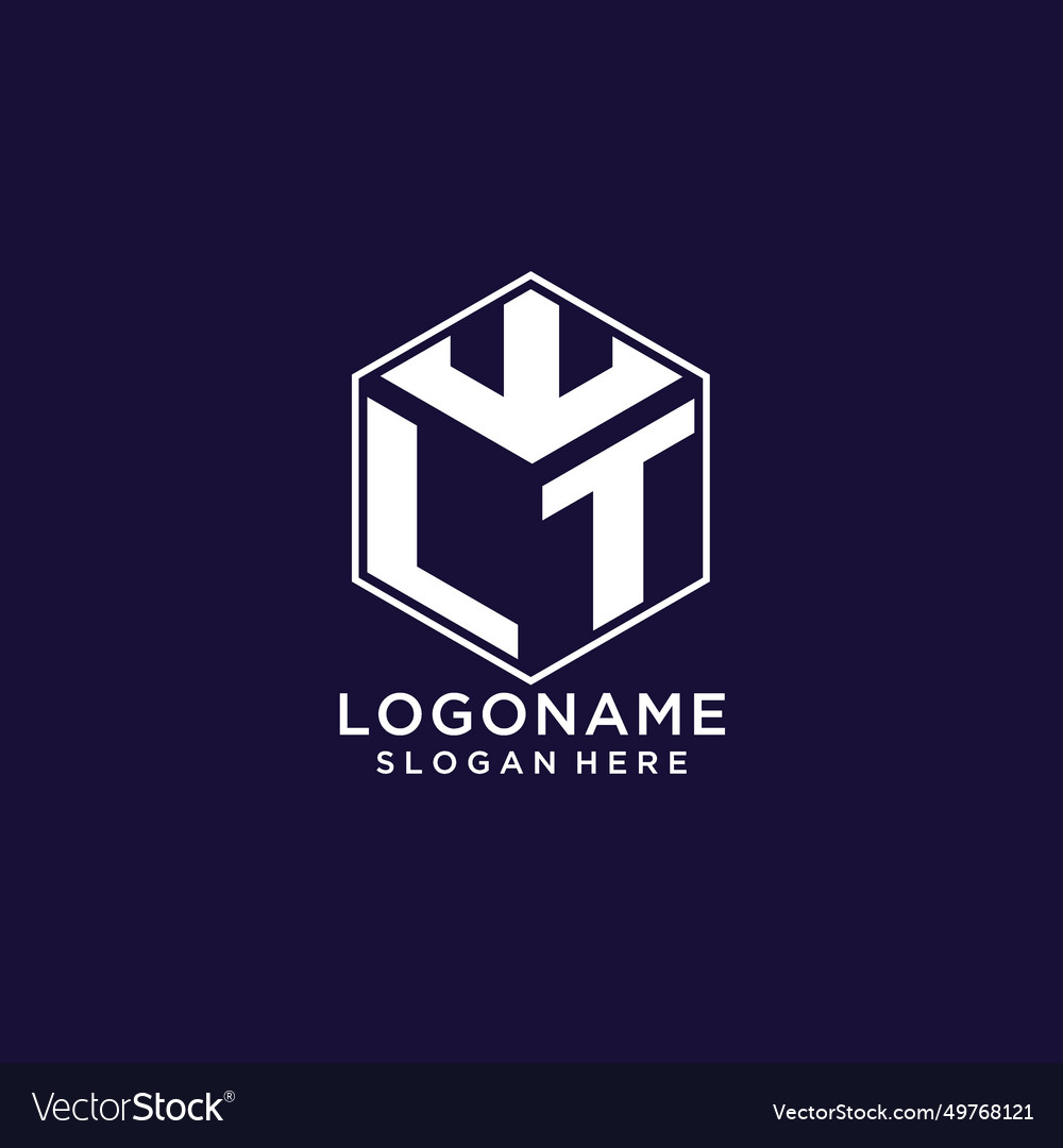 Initials lt logo hexagon shape creative geometric Vector Image