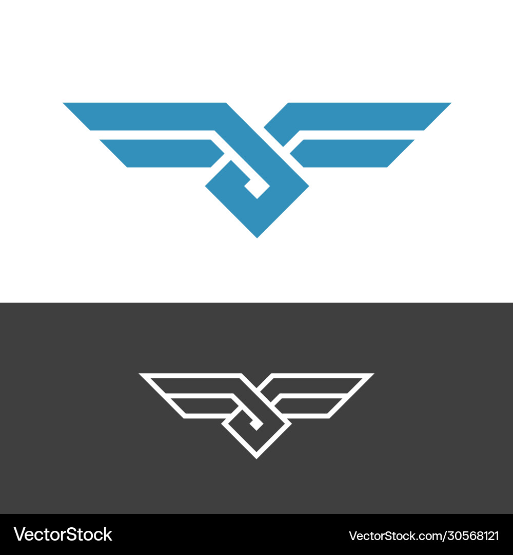 Knot style logo with wings double color ropes Vector Image