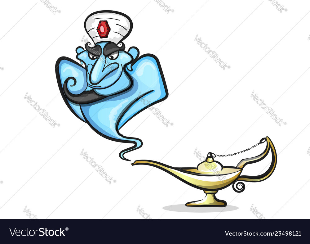 Lamp aladdin with gin the magic Royalty Free Vector Image