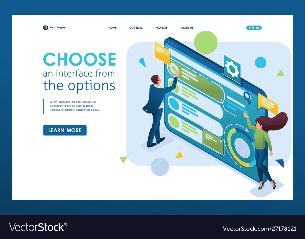 Man chooses interface from options Royalty Free Vector Image