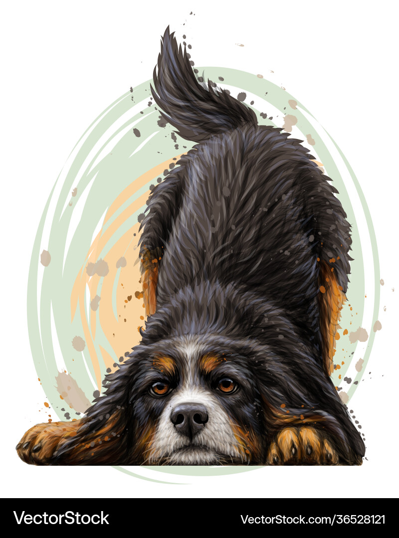 Playing dog wall sticker color drawing portrait Vector Image