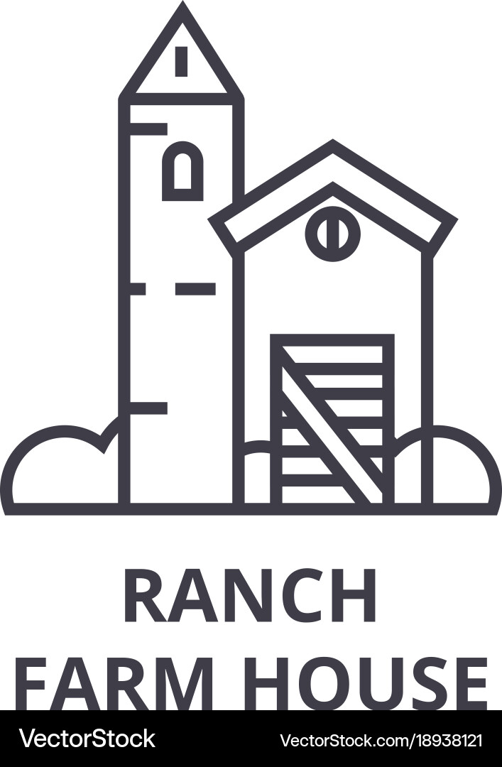 Ranch farm house line icon outline sign linear Vector Image