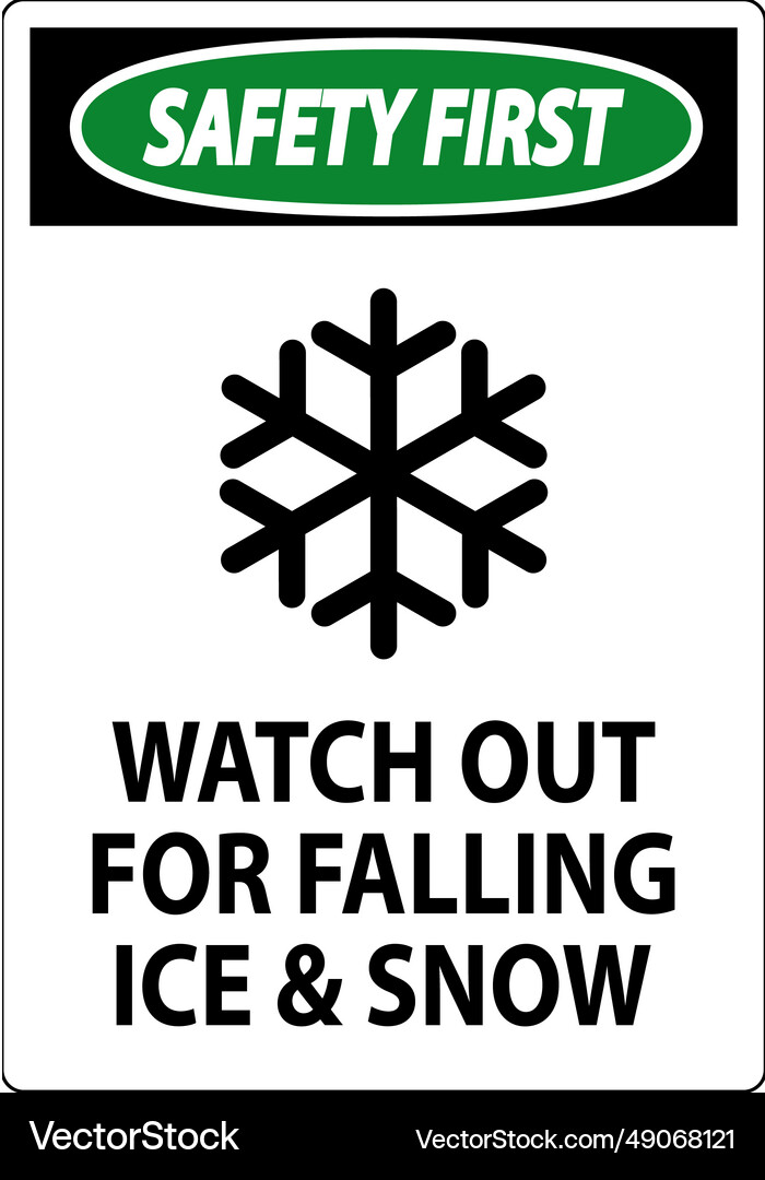 Safety first sign watch out for falling ice and Vector Image