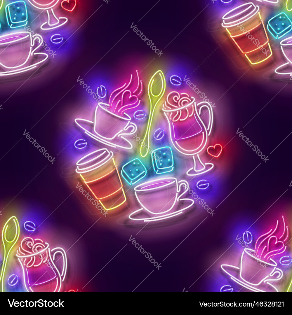 Seamless pattern with glow cups different Vector Image