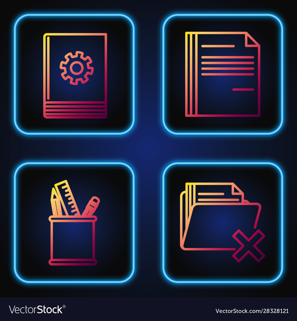 Set line delete folder pencil case stationery Vector Image Set line delete folder pencil case stationery Vector Image