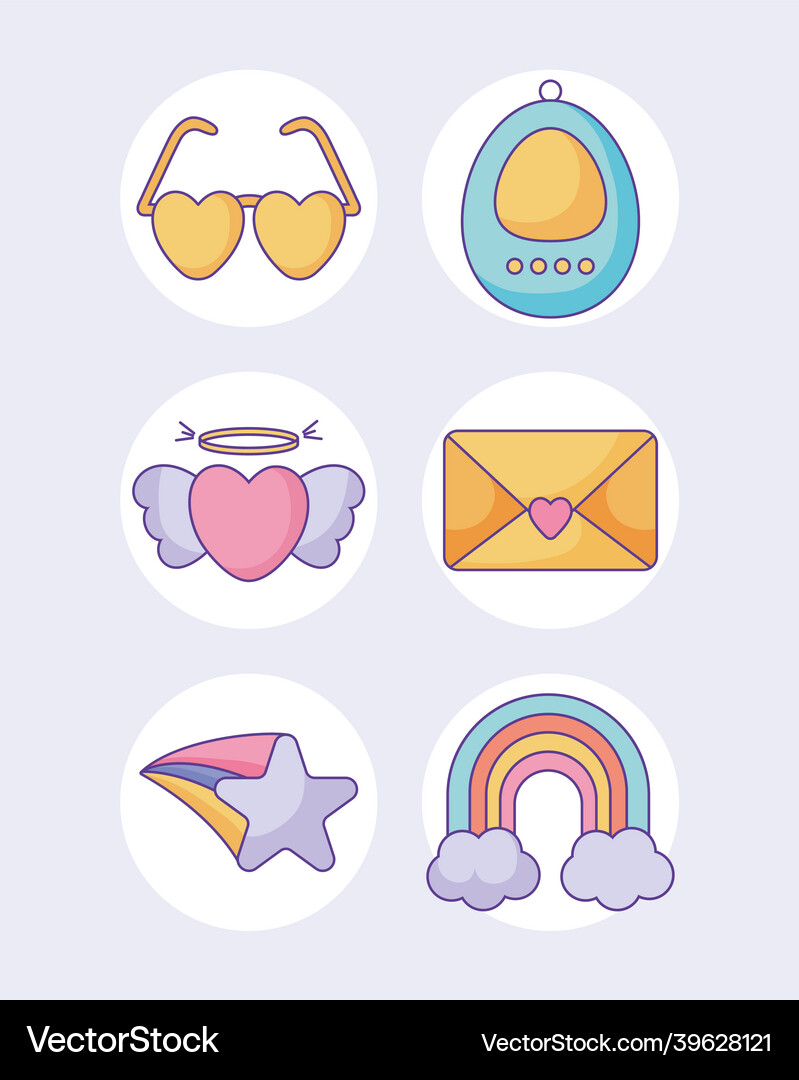 Six pop items Royalty Free Vector Image - VectorStock