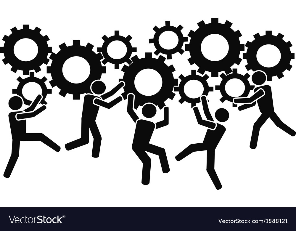 Teamwork with Gears - Collaboration Royalty Free Vector