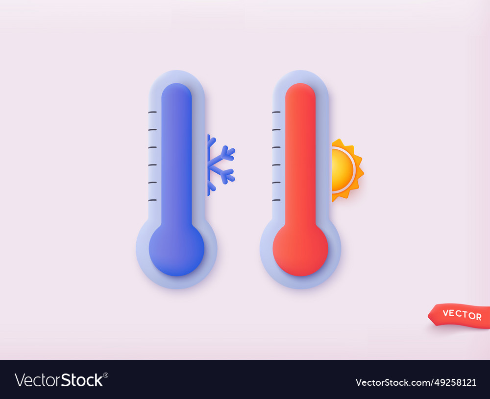 Thermometer for testing the temperature 3d web Vector Image