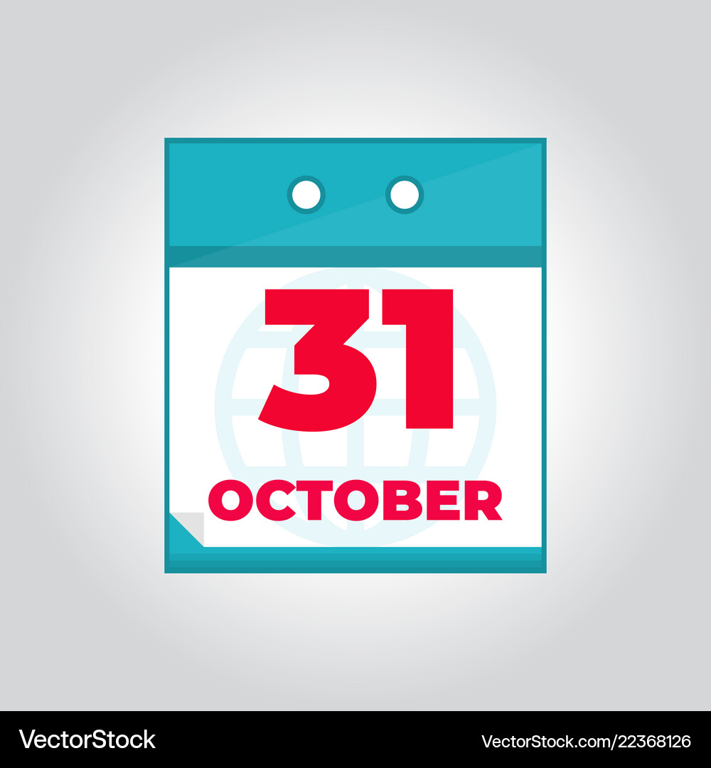 31 october flat daily calendar icon Royalty Free Vector
