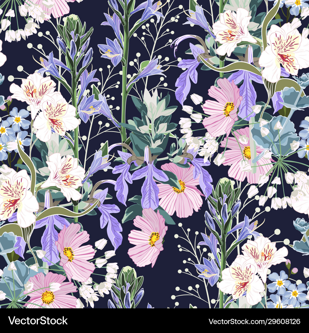 Beautiful seamless spring pattern with wild flower