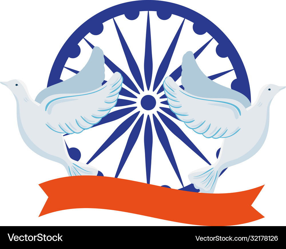 Blue ashoka wheel indian symbol chakra Royalty Free Vector