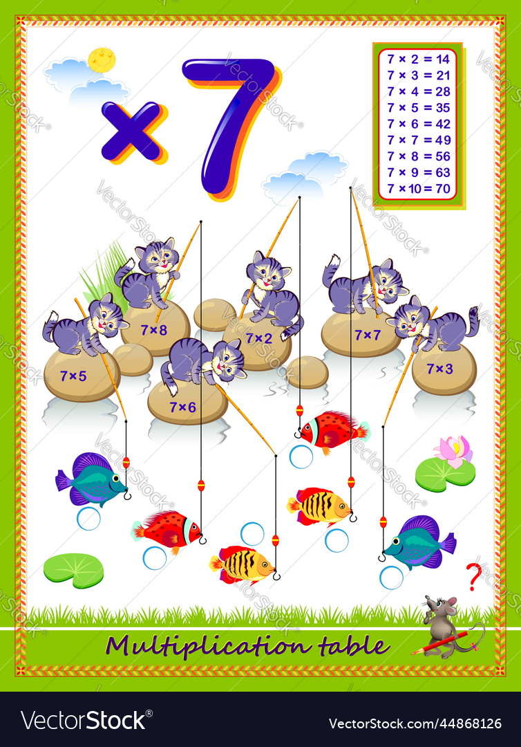 Educational page for school multiplication table Vector Image