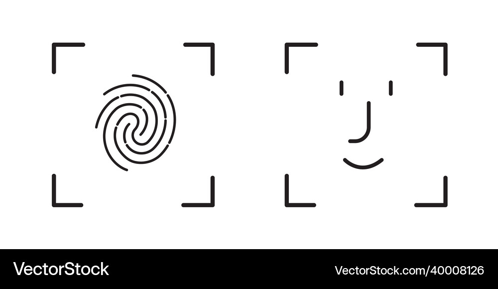Fingerprint icon smile sign outline frame Vector Image
