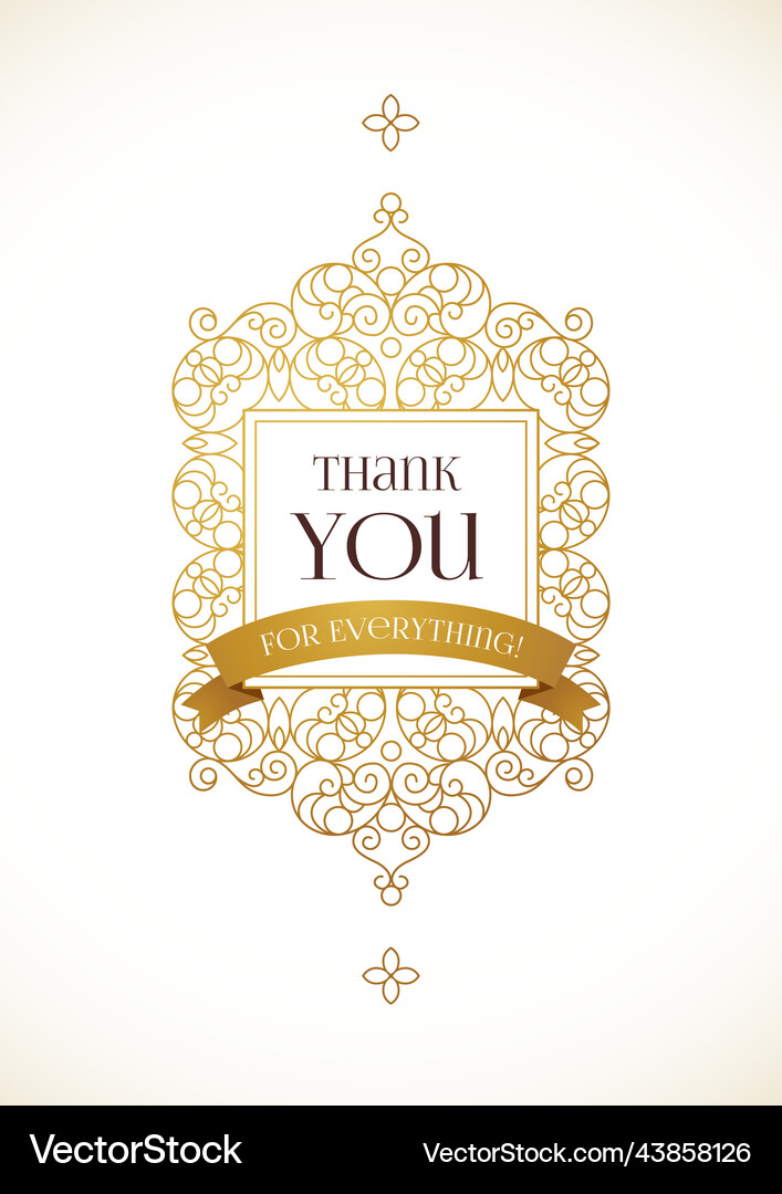 Golden frame for thank you message Royalty Free Vector Image