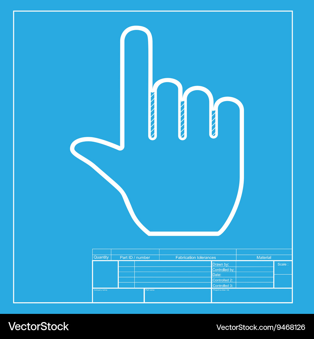 Hand sign white section of icon Royalty Free Vector Image