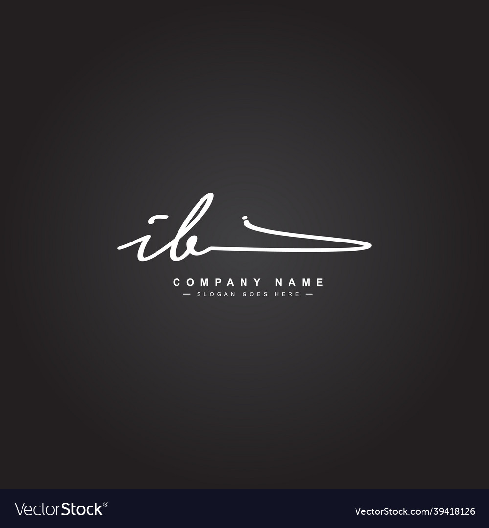 Initial letter ib logo - handwritten signature Vector Image