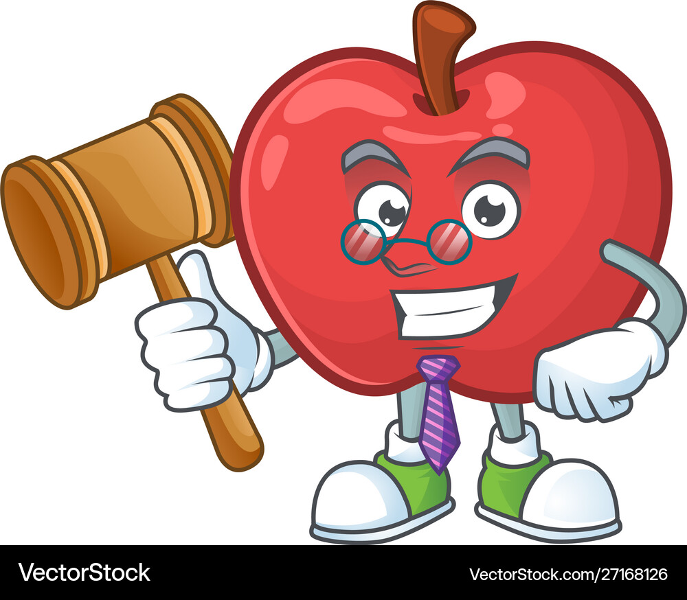 Judge cute apple character mascot with object Vector Image