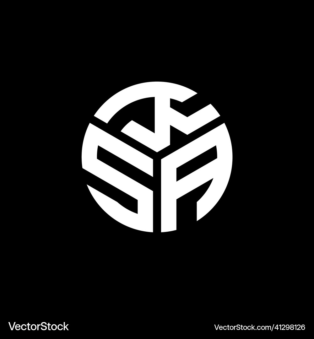 Ksa letter logo design on black background Vector Image