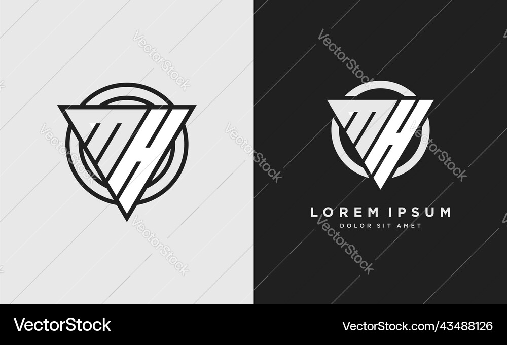 Letter mh triangle logo icon modern stylish Vector Image
