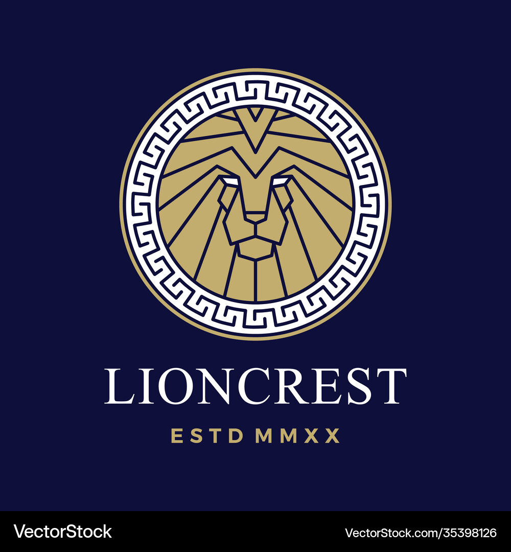 Lion round seal crest logo icon Royalty Free Vector Image