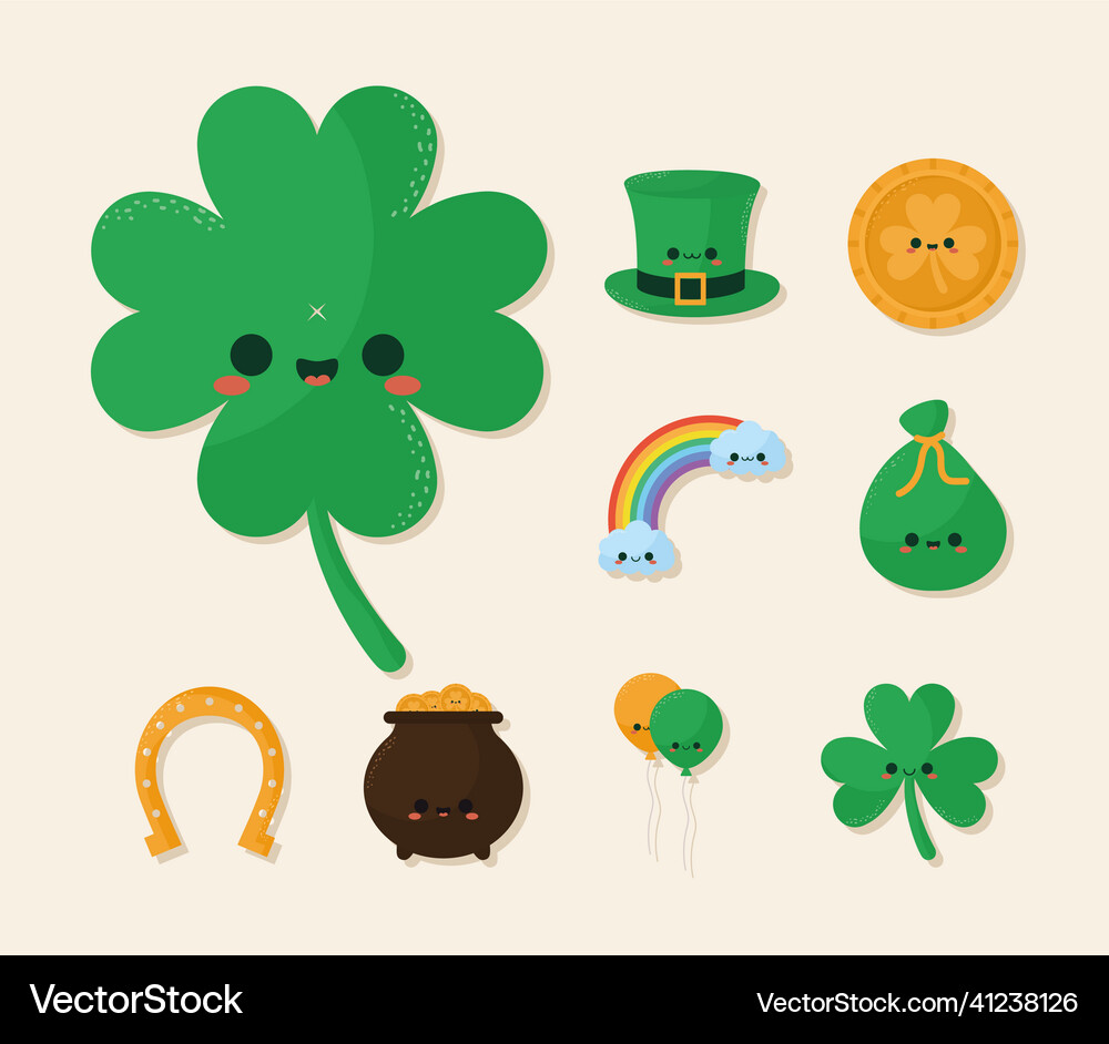 Nine st patricks day items Royalty Free Vector Image