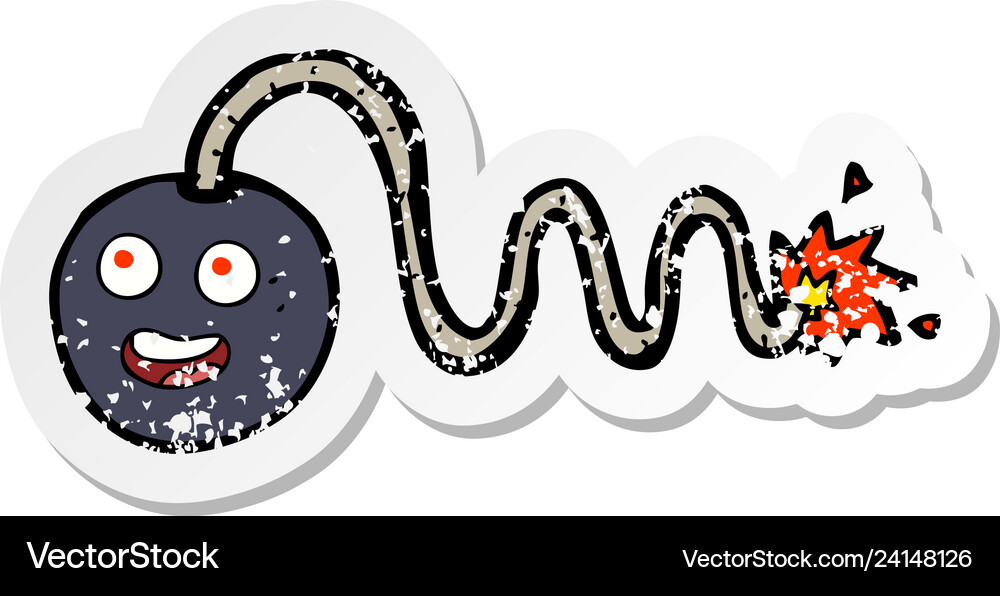 Retro distressed sticker a cartoon bomb Royalty Free Vector