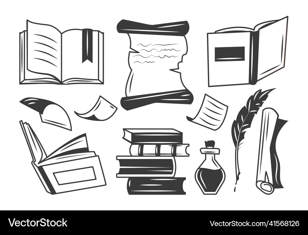 Set of vintage book Royalty Free Vector Image - VectorStock