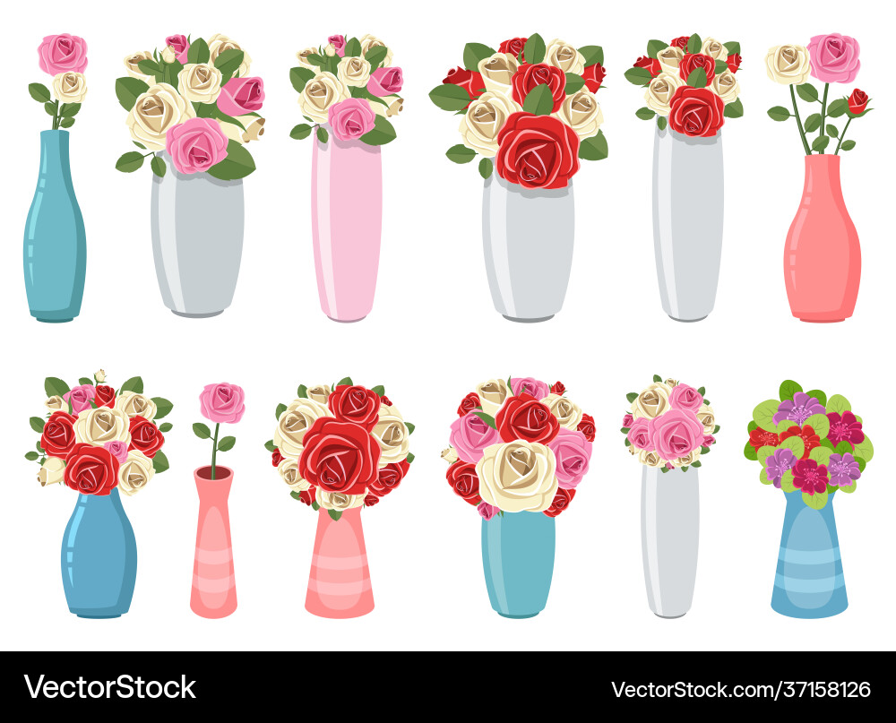 Vase with flower design isolated on white Vector Image