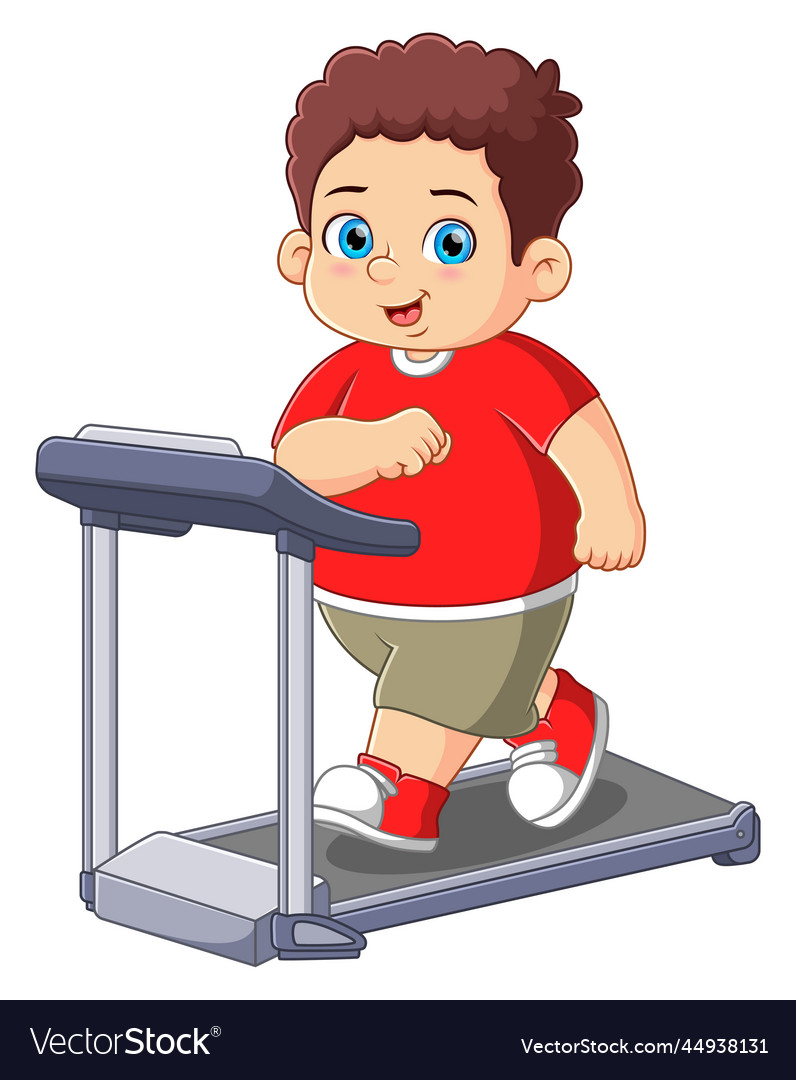 A boy running on treadmill in gym Royalty Free Vector Image A boy running on treadmill in gym Royalty Free Vector Image