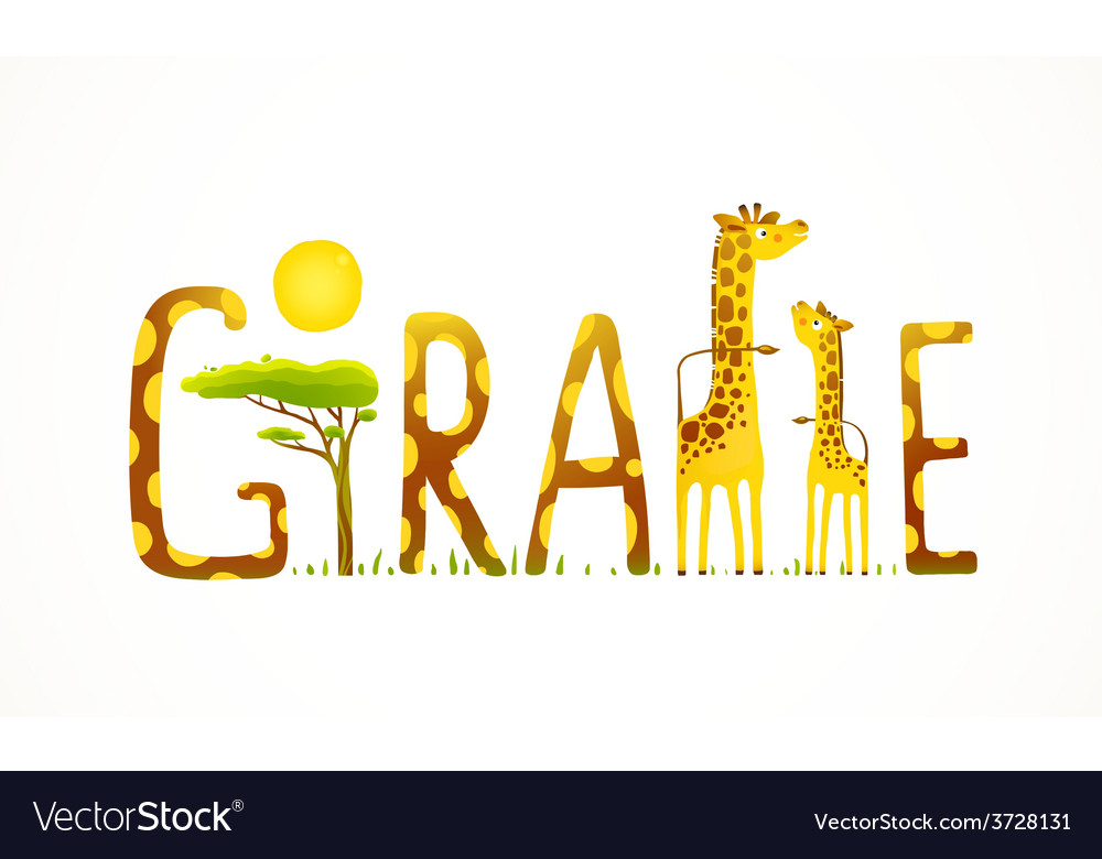 African giraffe animals fun lettering landscape Vector Image