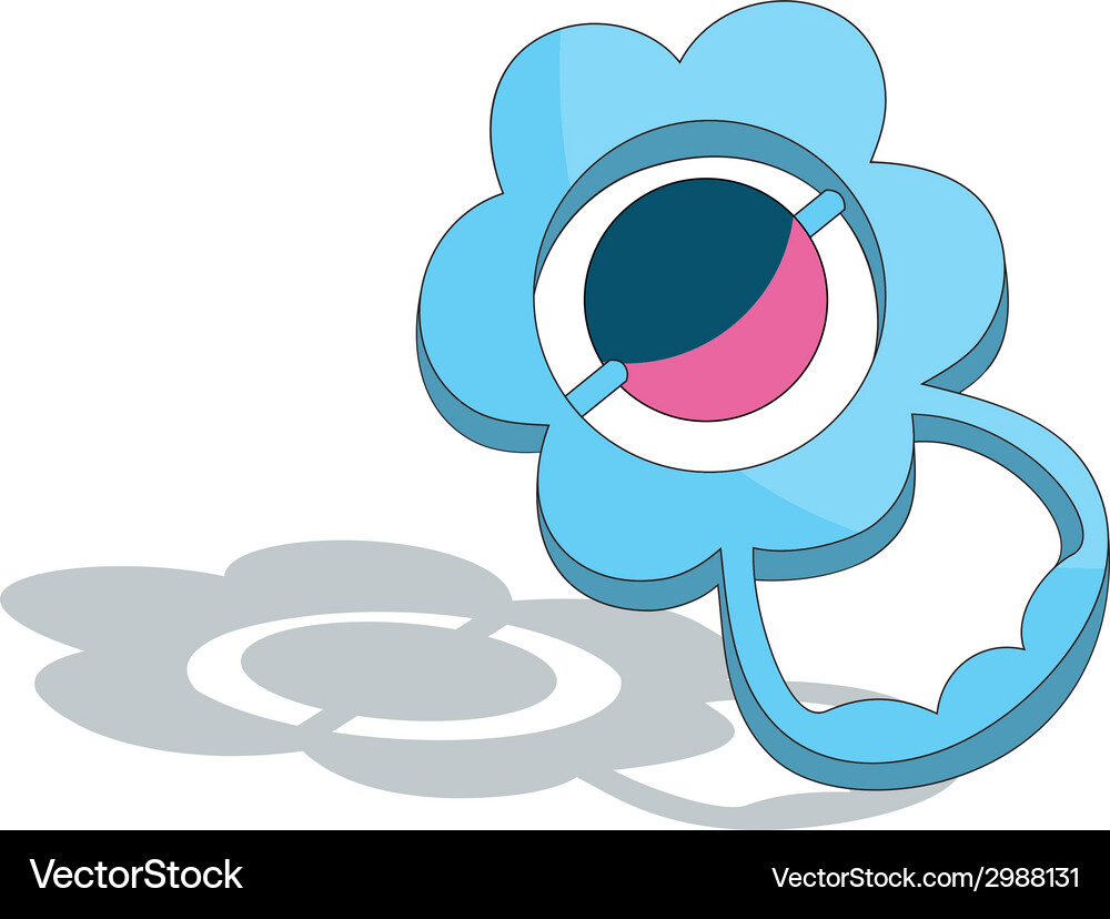 Blue baby rattle isolated on white Royalty Free Vector Image
