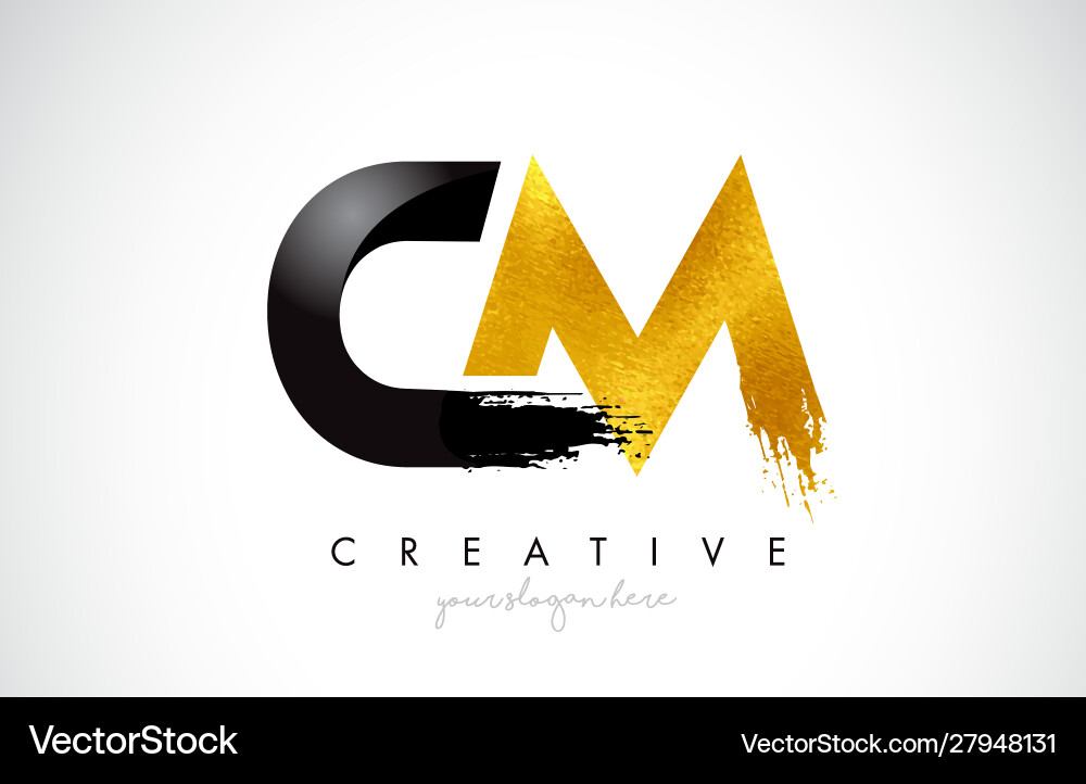 Cm letter design with brush stroke and modern 3d Vector Image