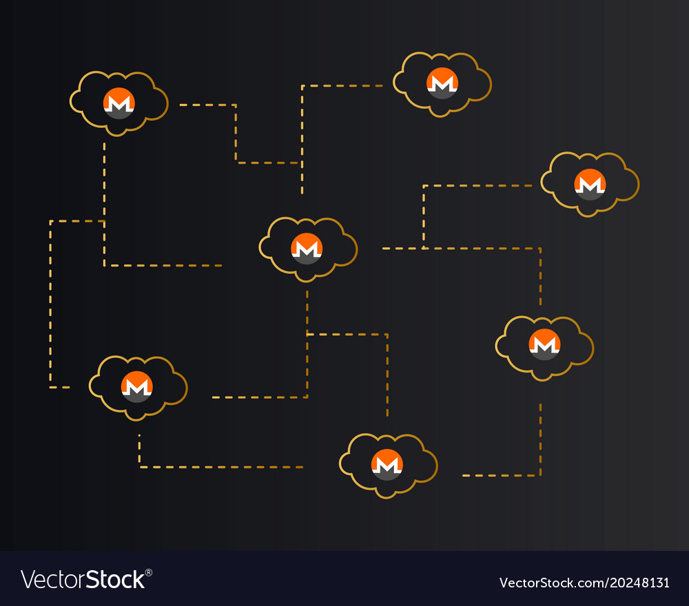 Cryptocurrency monero network cloud background Vector Image
