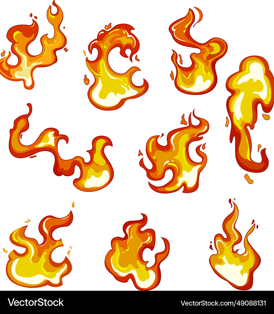 Flame set cartoon Royalty Free Vector Image - VectorStock