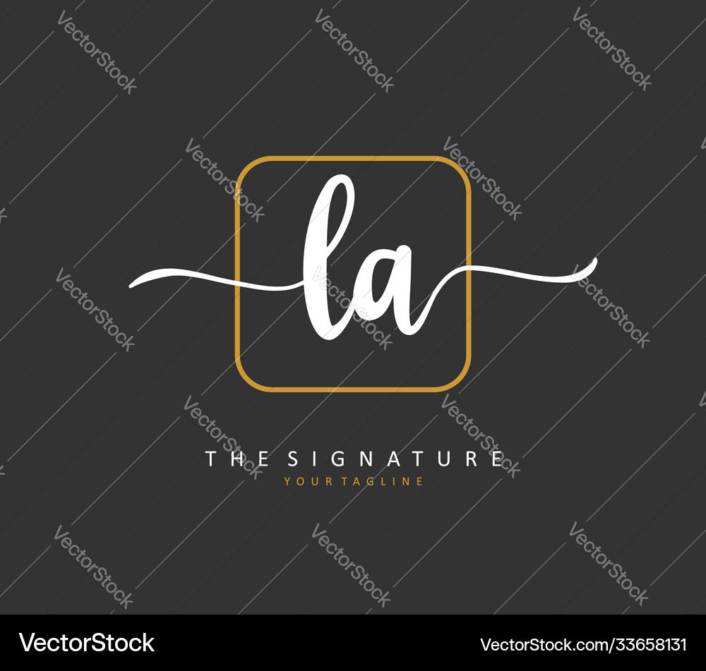 L a la initial letter handwriting and signature Vector Image